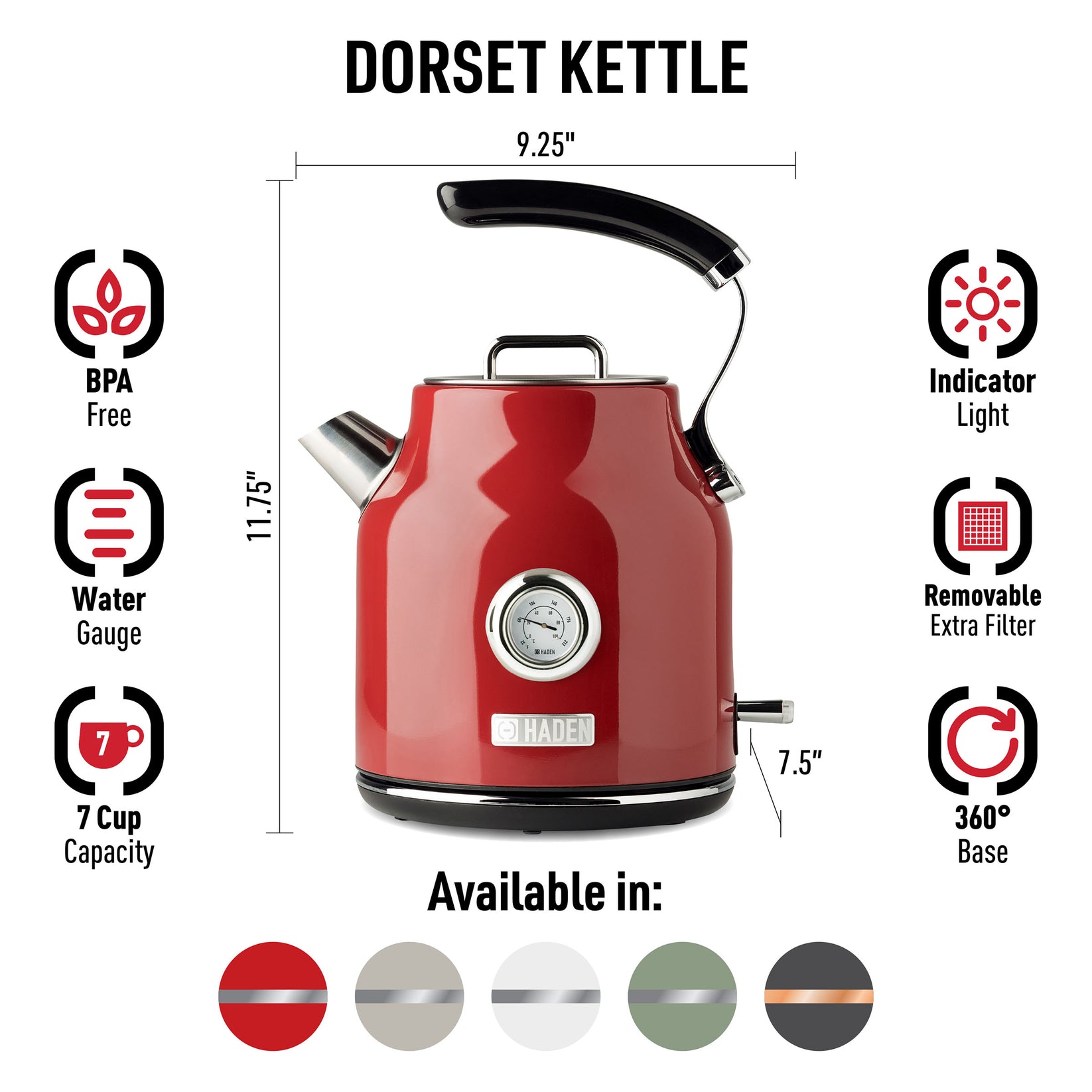 Dorset Electric Kettle, Red - 75000 – Hadenusa