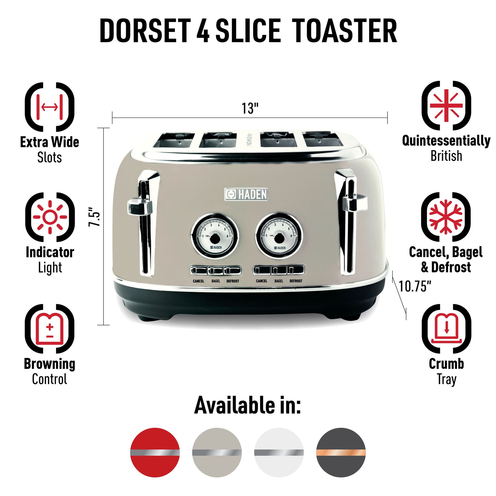 Dorset 4-Slice Toaster, Putty - 75039 – Hadenusa