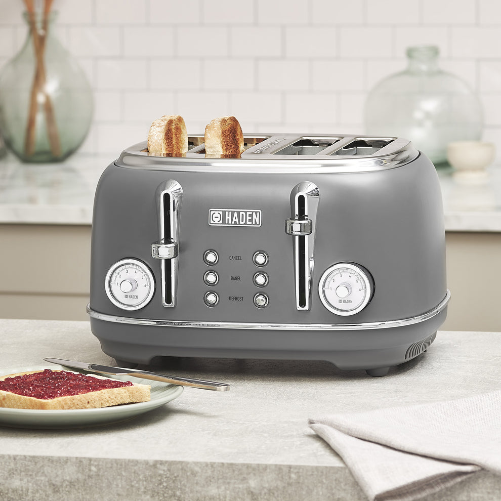 Chelsea 4-Slice Toaster, Grey & Chrome - 75164 – Hadenusa